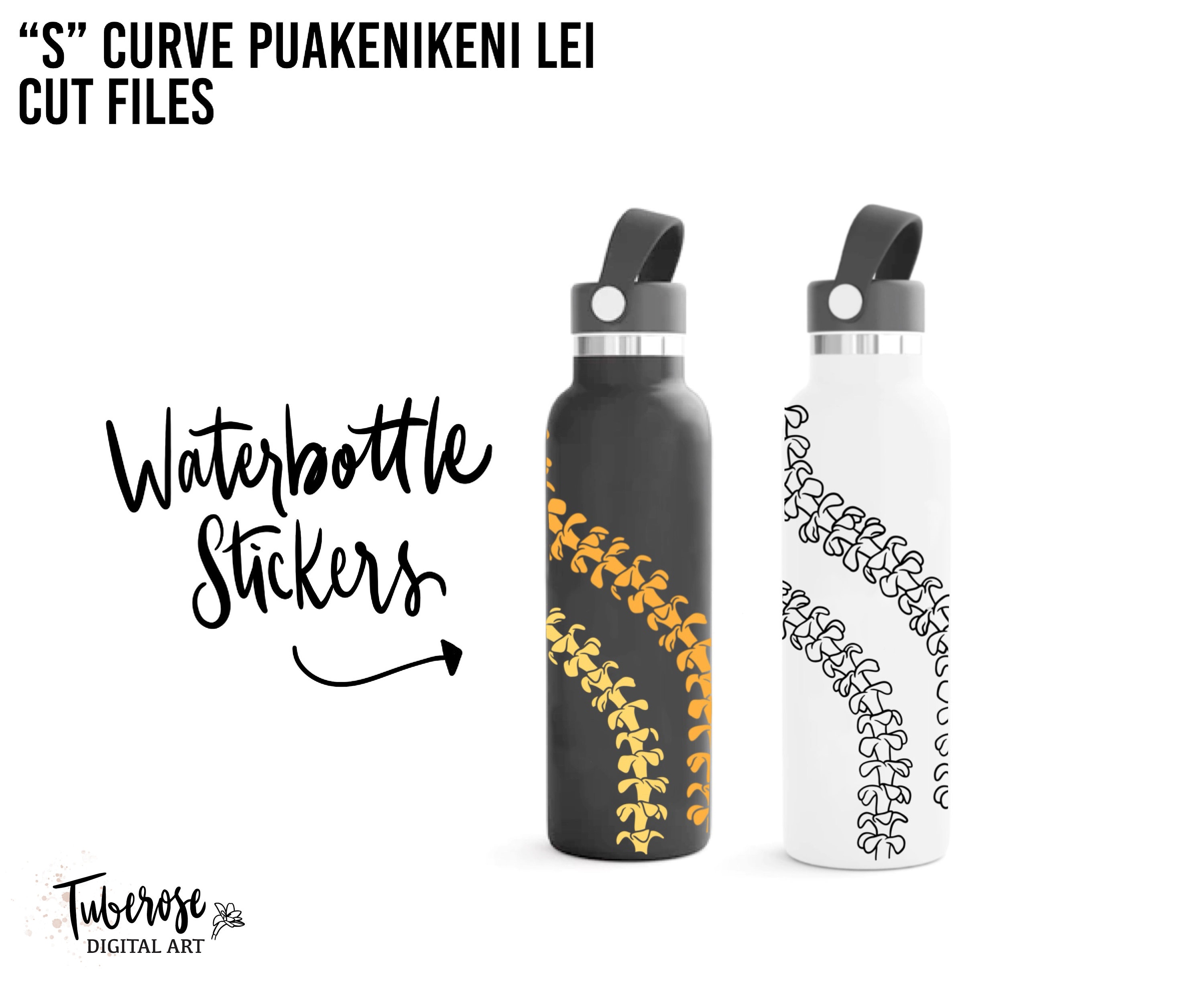 S Curve Puakenikeni Lei SVG, Floral Line Art and Solid Cut Files, Pua ...
