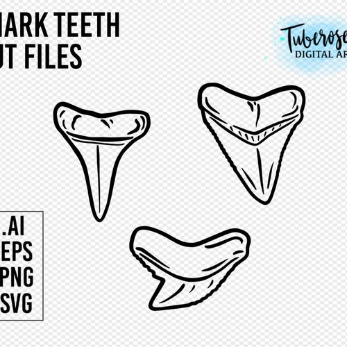 Shark Tooth SVG Great White Shark Teeth Cut Files Bull Shark - Etsy