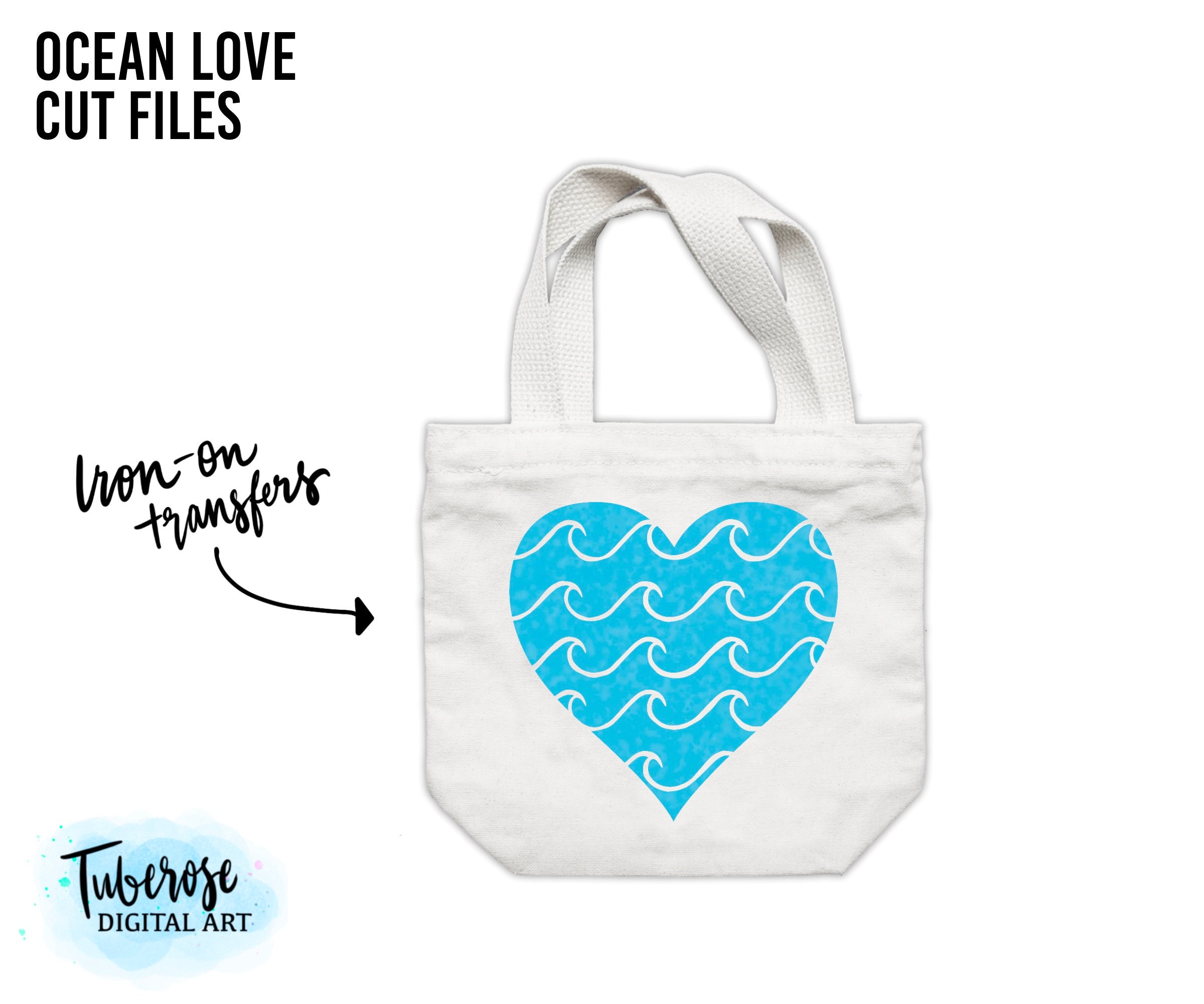 Ocean Love Heart Waves SVG, Waves Trio Cricut File, Minimal Ocean Iron ...