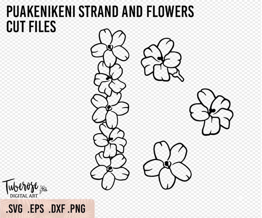 Puakenikeni Strand and Flowers SVG Bundle, Lei Strand Svg, Puakenikeni ...
