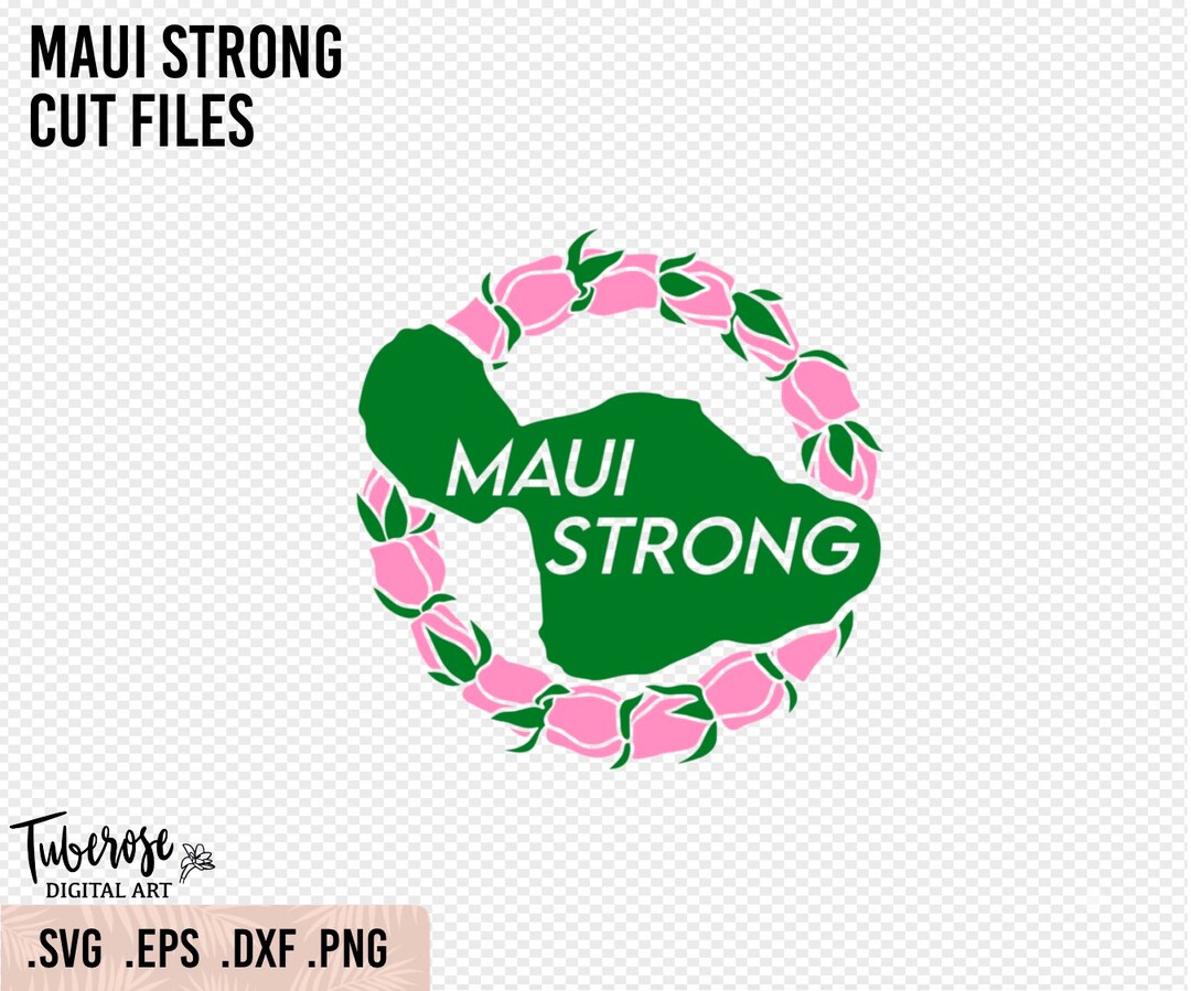 Maui Strong, Maui Island and Lokelani Illustrated SVG Cut File, Sticker ...