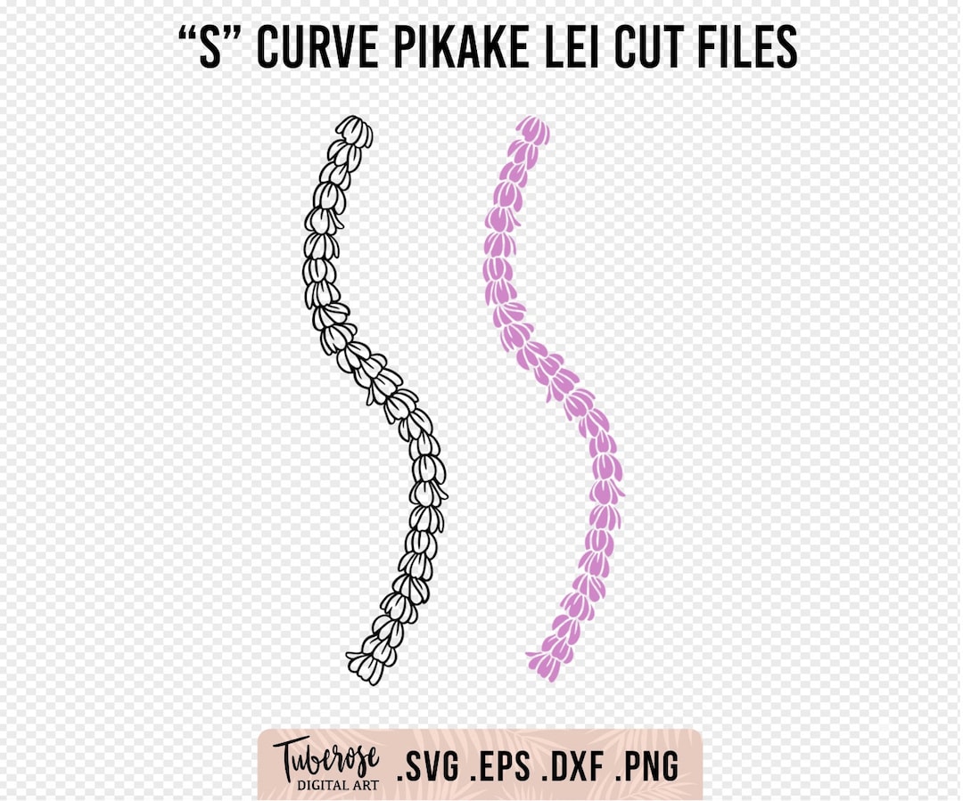 S Curve Pikake Lei SVG, Floral Line Art and Solid Cut Files, Pikake ...