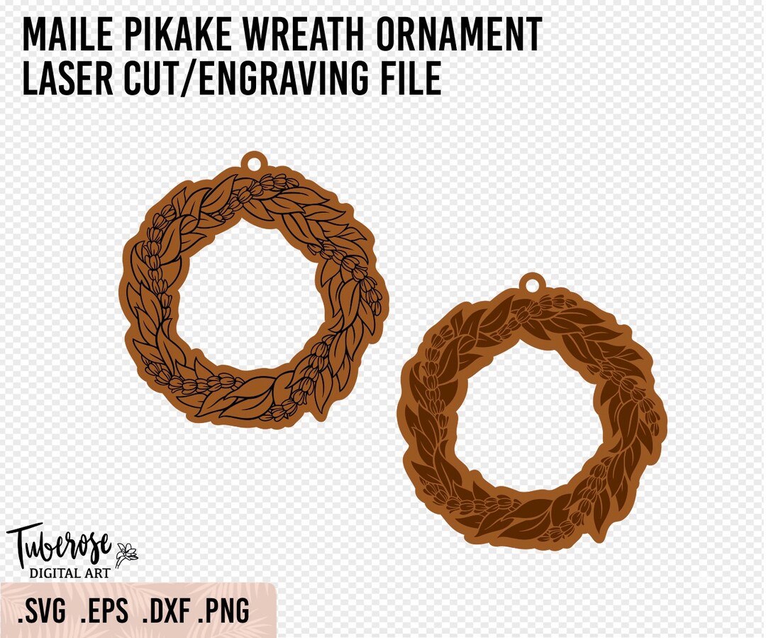 Maile Pikake Wreath Ornament Laser Files, 2 Designs, SVG Lei Design in ...