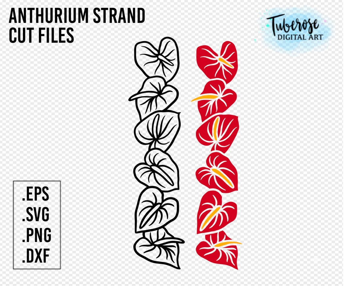 Anthurium Lei Strand SVG Tropical Flower Garland Cut File - Etsy