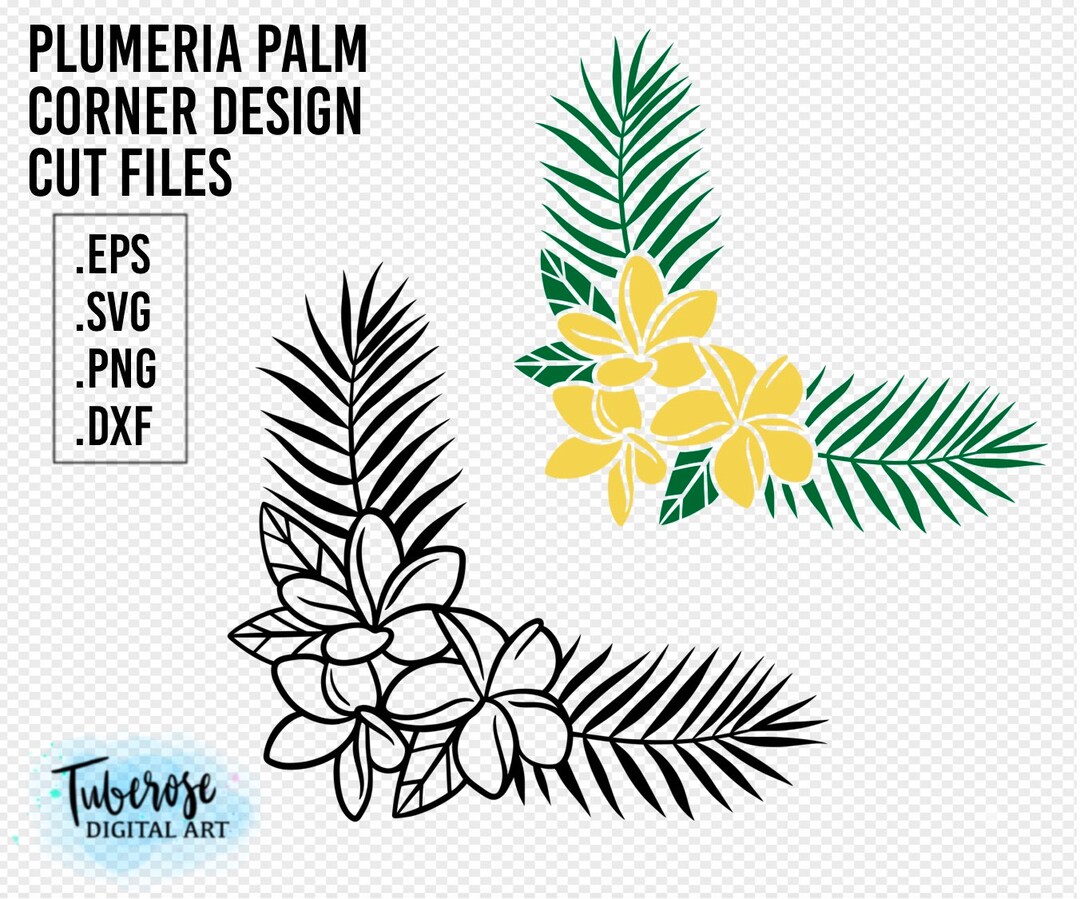 Plumeria Palm Tropical Corner SVG Laser File Plumeria Palm - Etsy