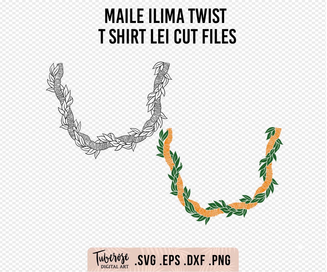 Maile 'ilima T-shirt Lei, Half Lei Cut Files in Outline and Solid Style ...