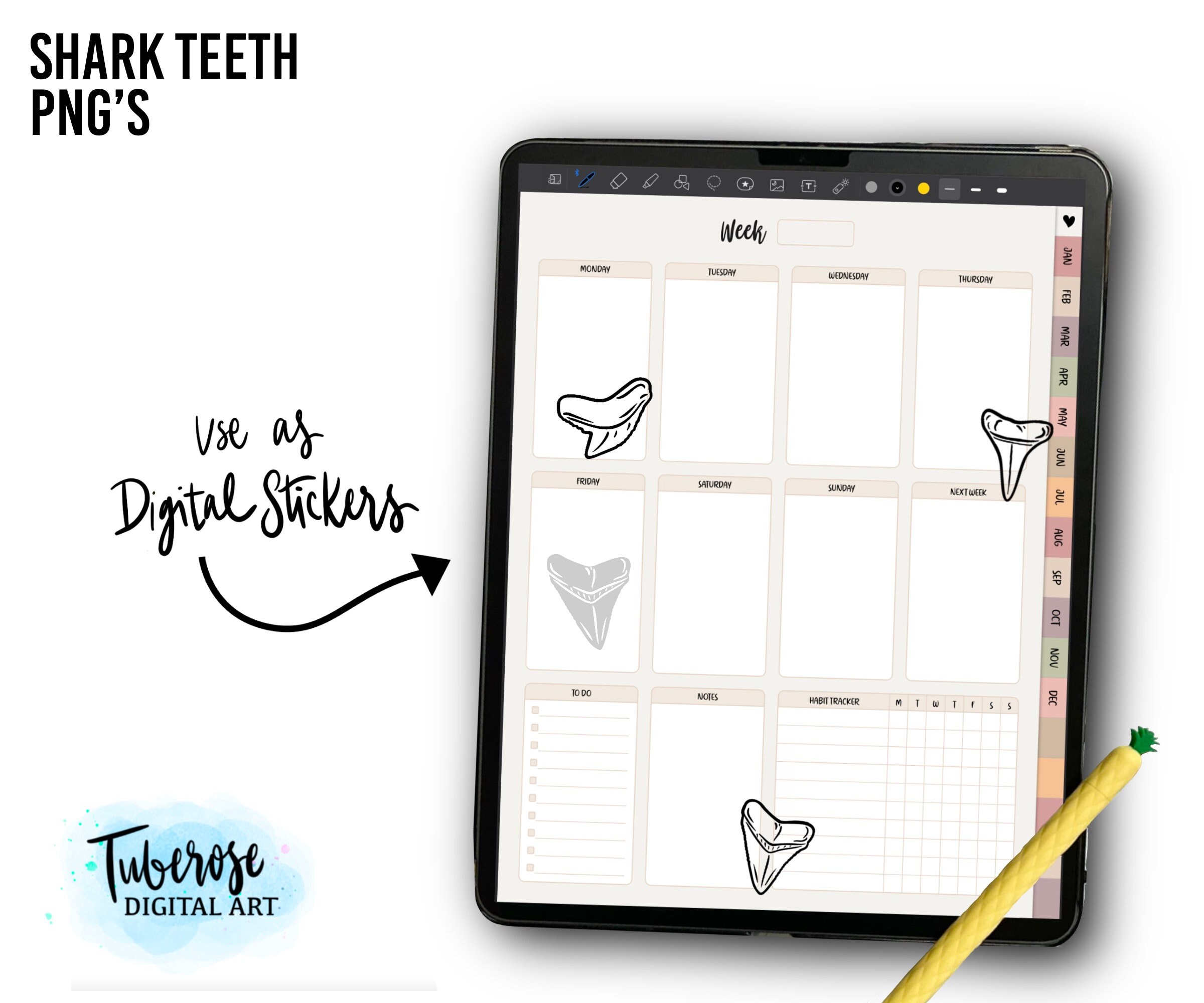 Shark Tooth SVG, Great White Shark Teeth Cut Files Bull Shark Tiger ...