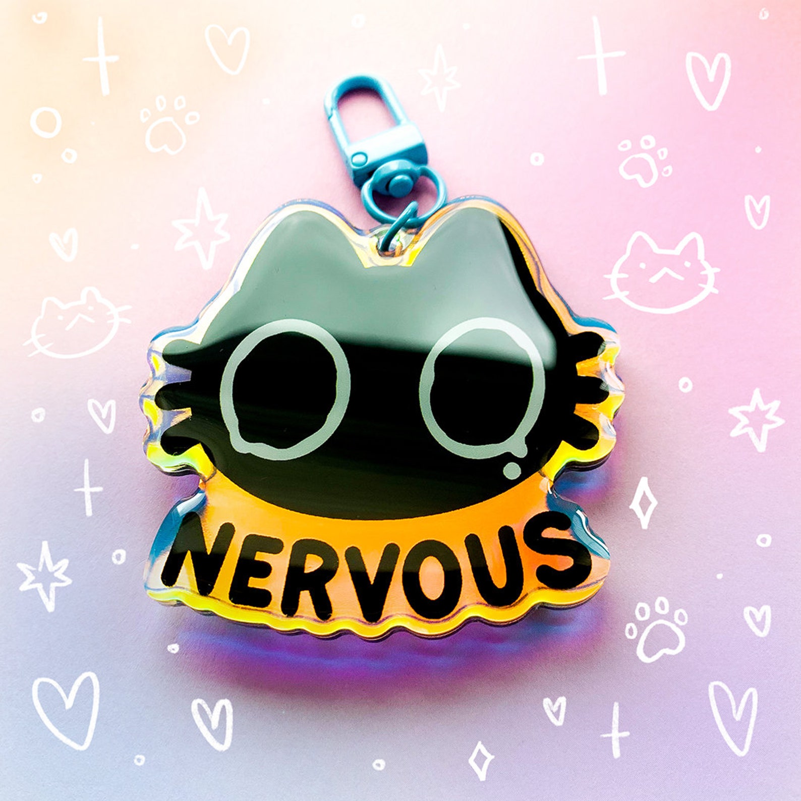 Nervous Void Cat 2 Inch Rainbow Acrylic Charm - Etsy