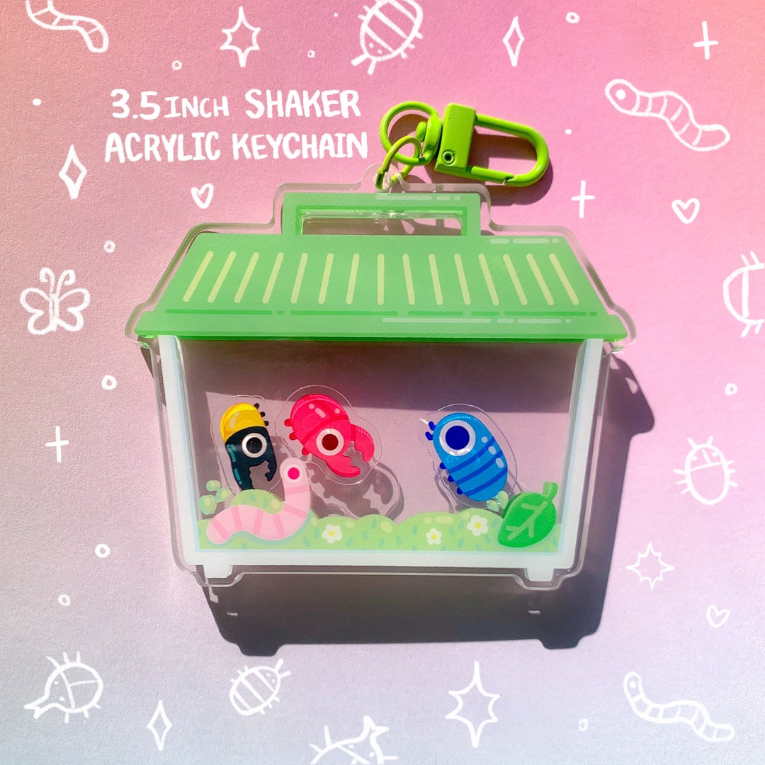 Bug Keeper 3.5 Inch Shaker Acrylic Charm Critter Keeper Keychain Nature ...