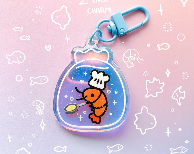 Shrimp Fried Rice 2 Inch Rainbow Acrylic Charm Keychain Funny Meme Chef ...