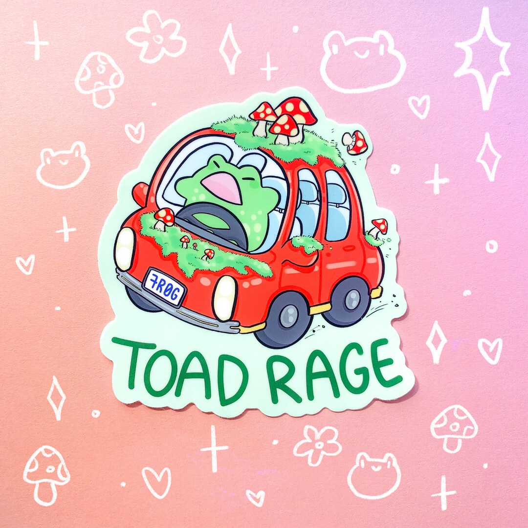 Toad Rage Glossy Waterproof Sticker Laptop Water Bottle Car Nature Frog ...