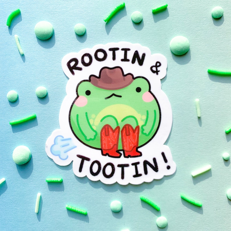 Rootin & Tootin Cowboy Frog Glossy Waterproof Sticker Laptop - Etsy