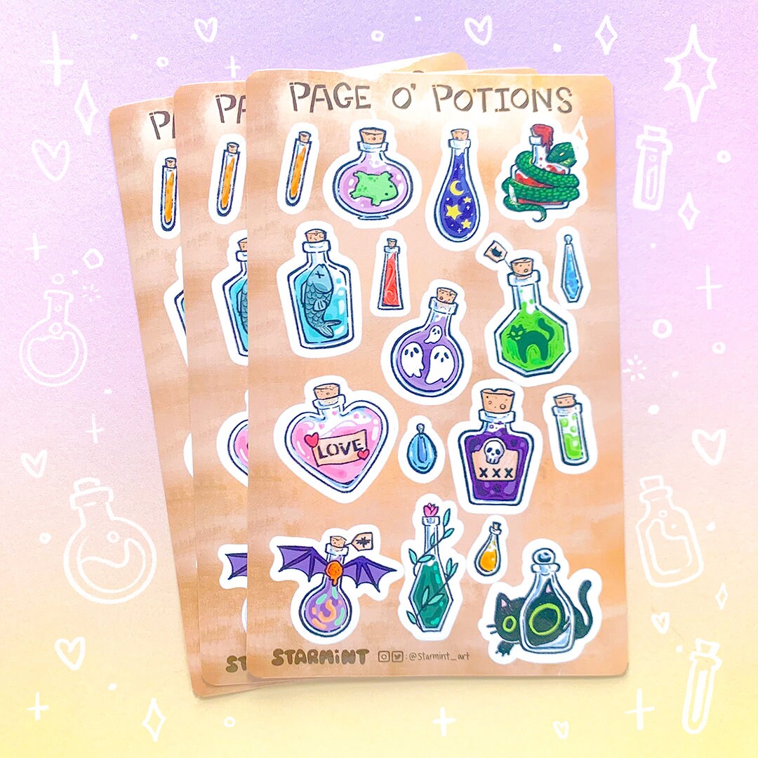Page O' Potions Halloween Glossy Sticker Sheet Spooky Witch Journaling ...
