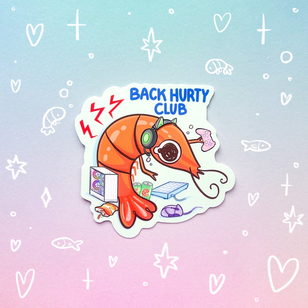 Back Hurty Club Gamer Glossy Waterproof Sticker Video Games PC Computer ...