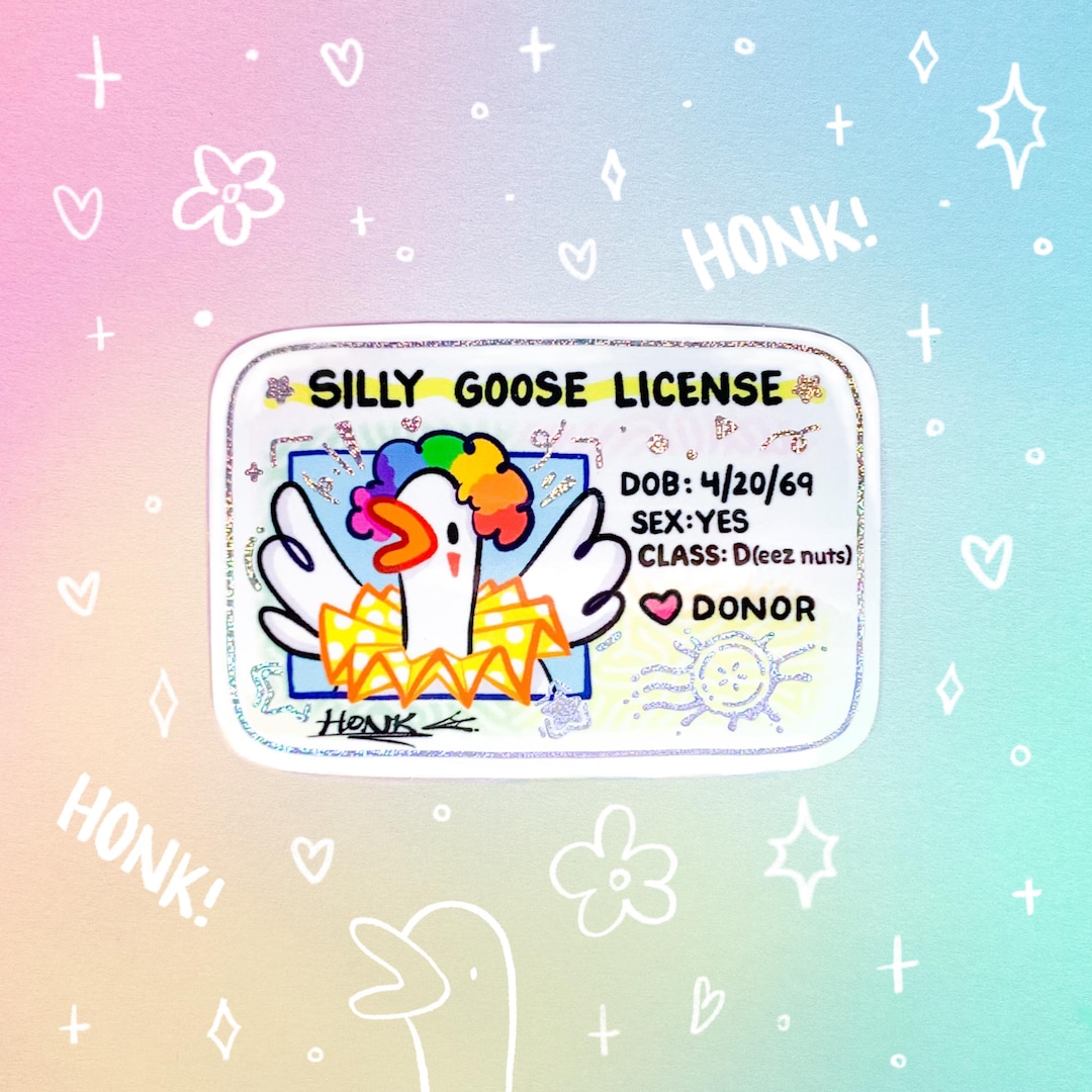 Silly Goose License Holographic Waterproof Sticker Cute Clown Circus ...