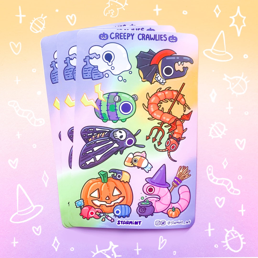Creepy Crawlies Glossy Holographic Waterproof Sticker Sheet Cute Bugs ...