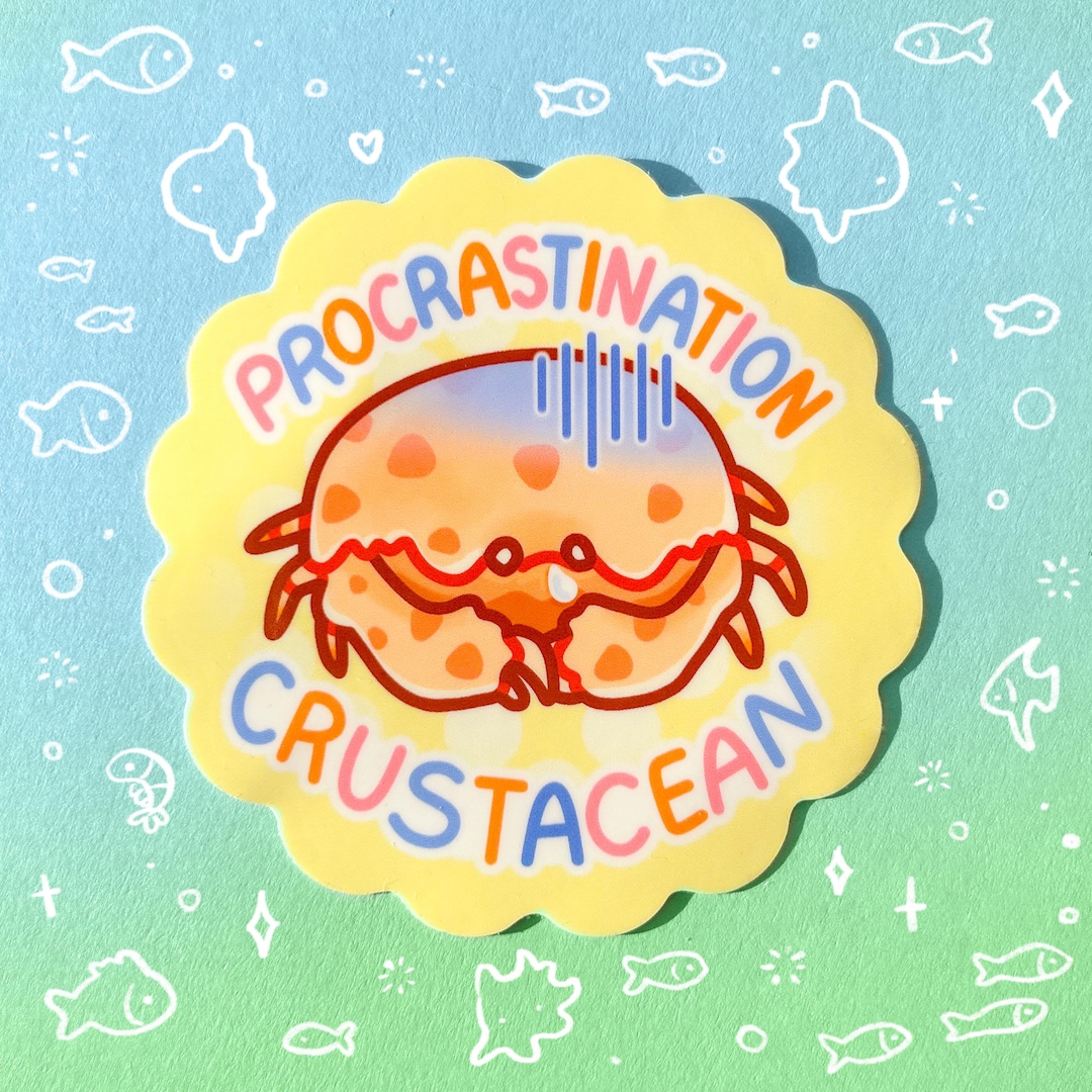 Procrastination Crustacean Glossy Waterproof Sticker Laptop Water ...