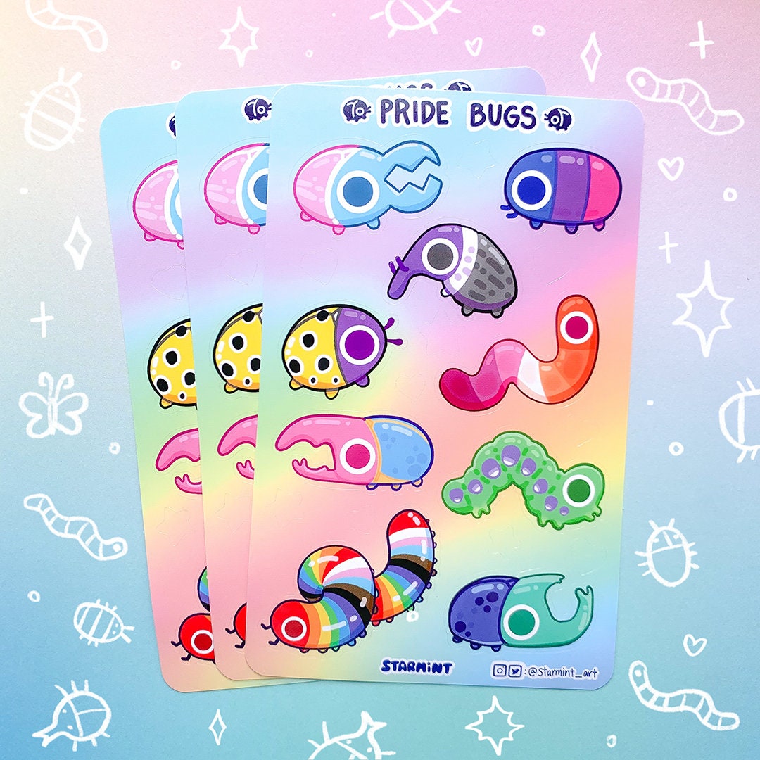 Pride Bugs Glossy Holographic Waterproof Sticker Sheet Gay Lesbian ...