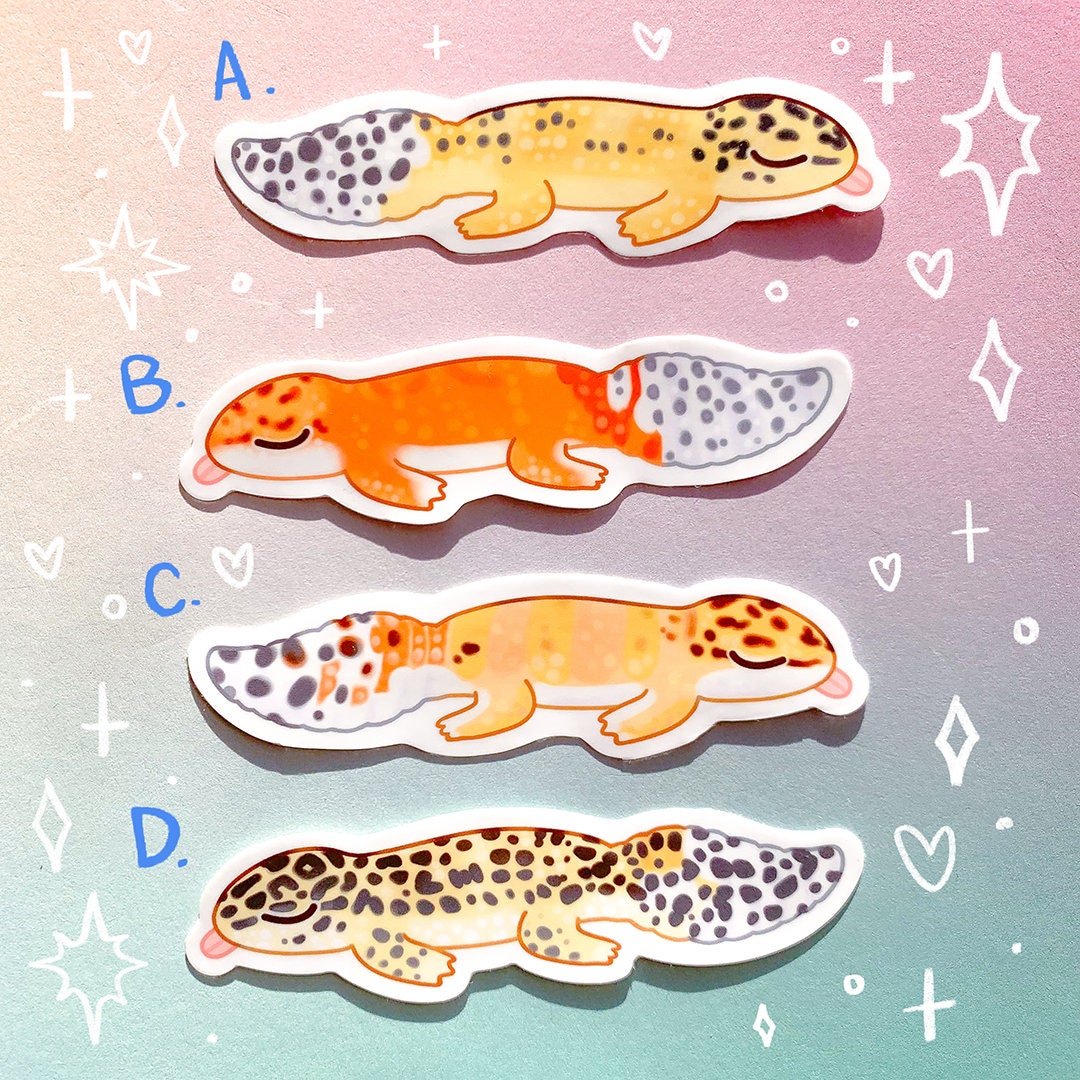 Leopard Gecko Sploot Glossy Waterproof Sticker Laptop Water - Etsy