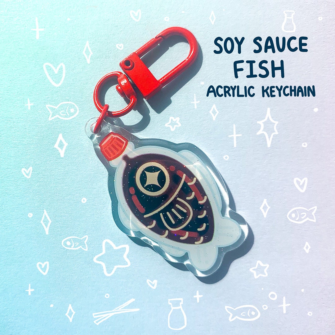 Soy Sauce Fish 2 Inch Glitter Acrylic Keychain Cute Sushi - Etsy