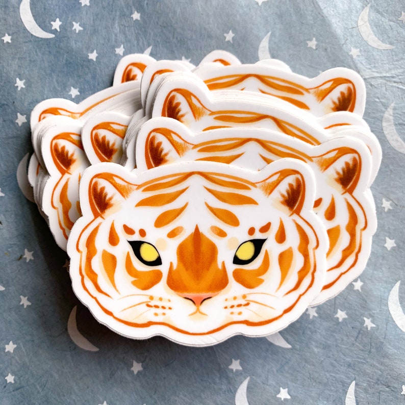 Tiger Vinyl Sticker Matte Waterproof Laptops Waterbottles - Etsy