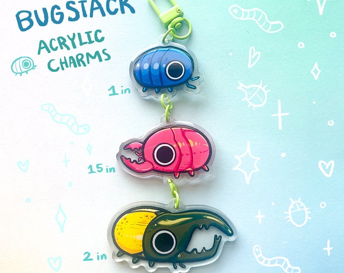 Bugstack Isopod Hercules Beetle Acrylic Charm Keychain Nature Cute Bug - Etsy