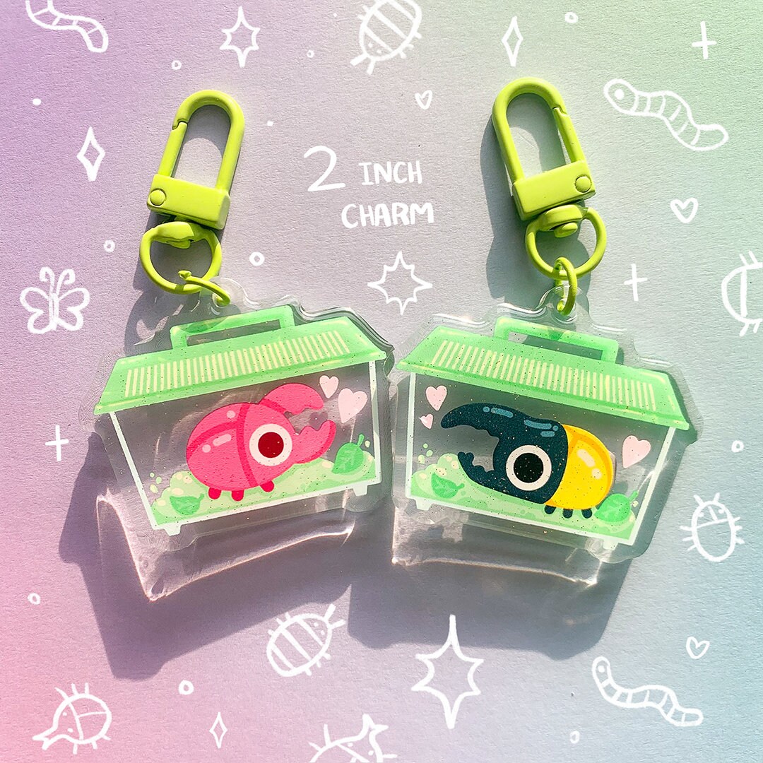 Stag OR Hercules Beetle Critter Keeper Acrylic Charm Keychain Nature ...