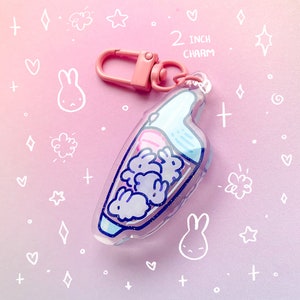 Dust Bunny Vacuum 2 Inch Glitter Acrylic Keychain Charm Cute Rabbit ...