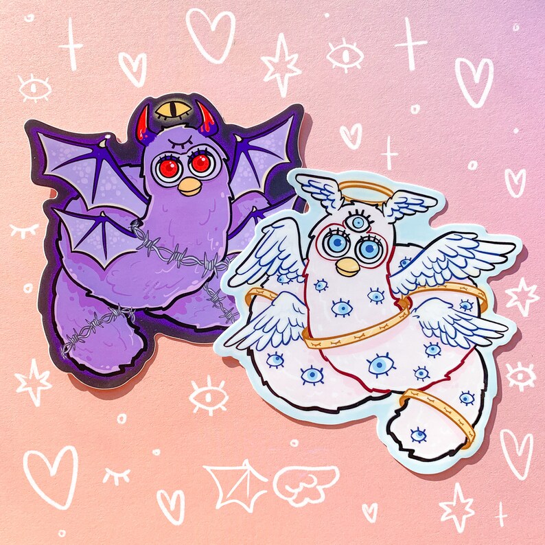 Biblically Accurate Angel Furby Glossy Waterproof Sticker - Etsy