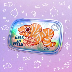 Eels in Feels Holographic Waterproof Sticker Tinned Fish Moray Eel ...
