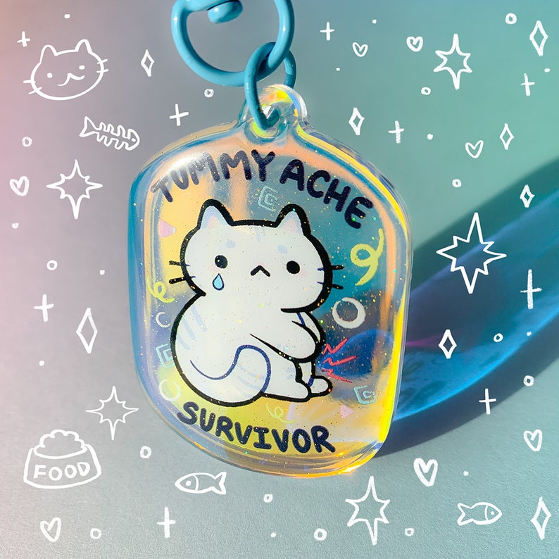Tummy Ache Survivor 2 Inch Rainbow Acrylic Keychain Funny - Etsy