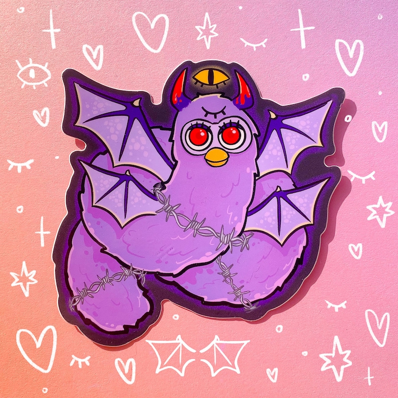 Biblically Accurate Devil Furby Glossy Waterproof Sticker - Etsy