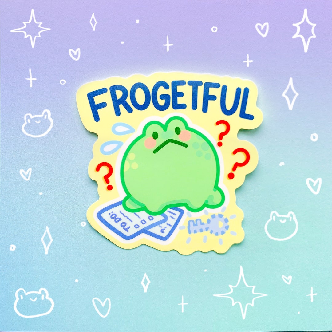 Frogetful Glossy Waterproof Sticker Forgetful Frog ADHD Laptop Water ...