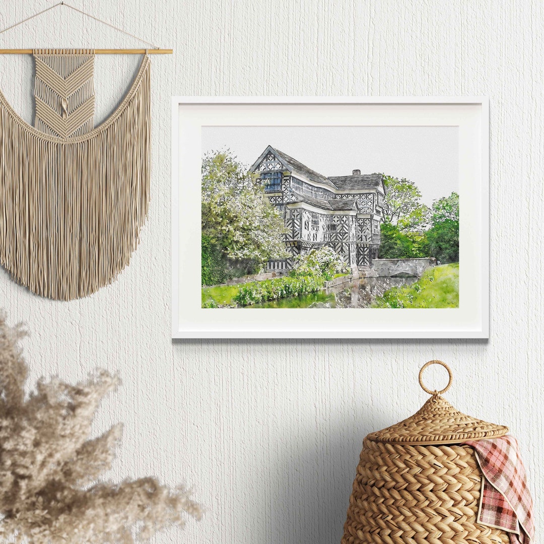 England Congleton Cheshire Among Trees Daytime House View Watercolor ...