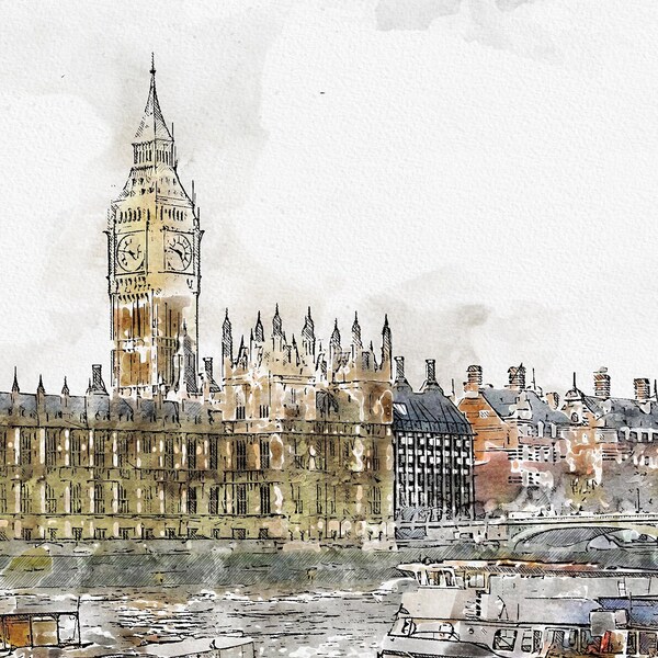 London Watercolor - Etsy