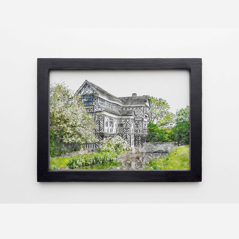 England Congleton Cheshire Among Trees Daytime House View Watercolor ...