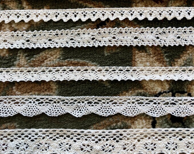 10 Crochet Lace Pieces /all in Natural Vintage Color Choice of 12 or 18 ...