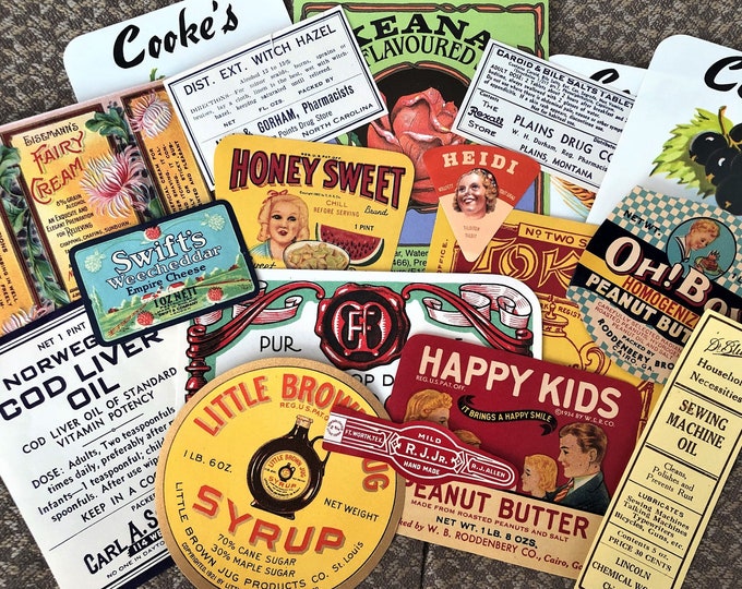 Vintage Label Assortment (12 Total per Order, Dating From Around the ...