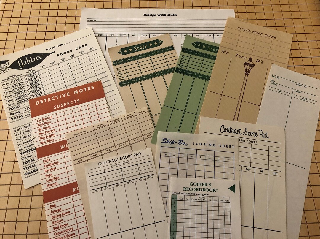 Vintage Game Score Sheets (10 Sheets) Junk Journals, Collage, Crafts ...