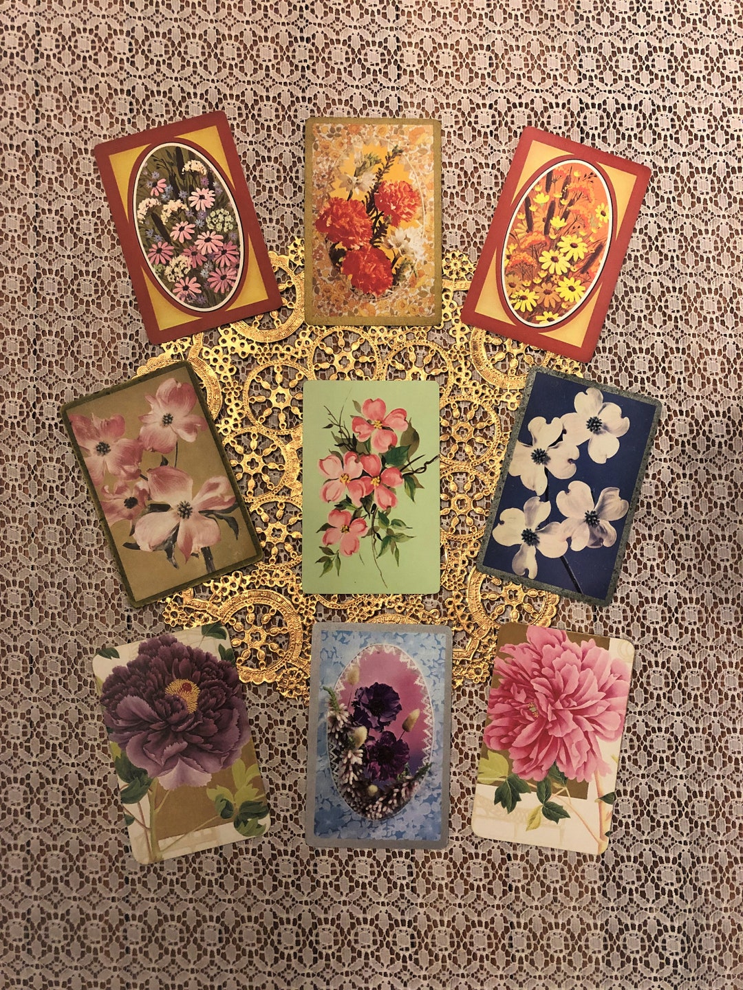 9 Florals Vintage Card Collection Flower Cards/flower Ephemera for ...