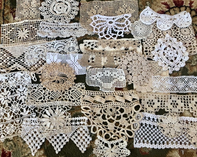 Antique/old Vintage Handmade Crochet Doilies, Crochet Pieces Grab Bag ...