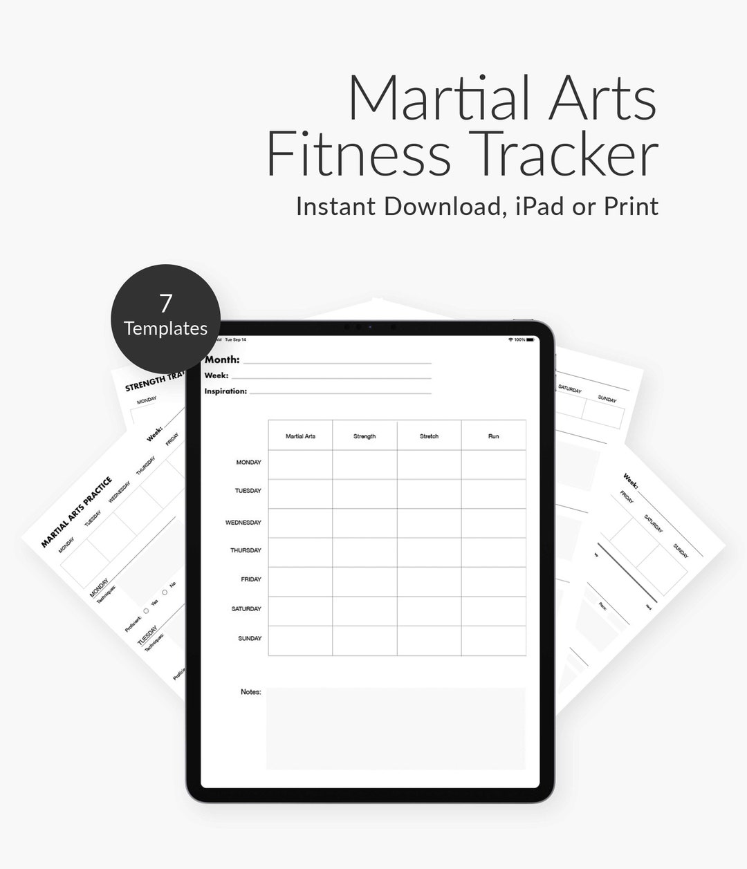 Martial Arts Training Fitness Planner Workout Log Exercise Journal ...