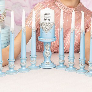 Baby Blue Quinceanera 15 Candles Set, Light Blue Quinceanera Candle ...