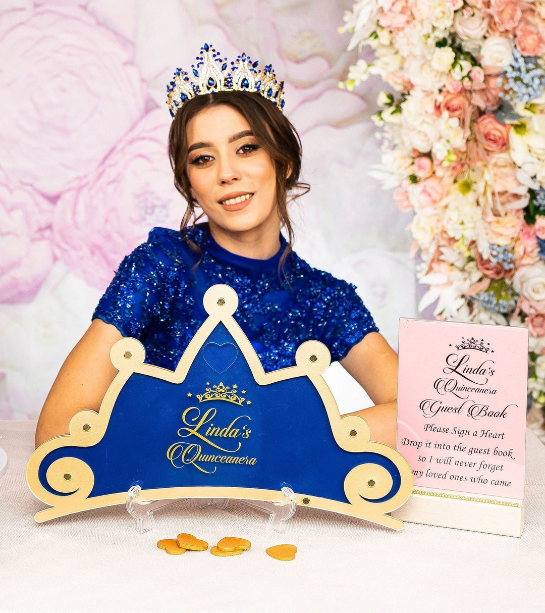 Royal Blue Quinceanera Guest Book, Royal Blue Gold Decorations, Royal ...