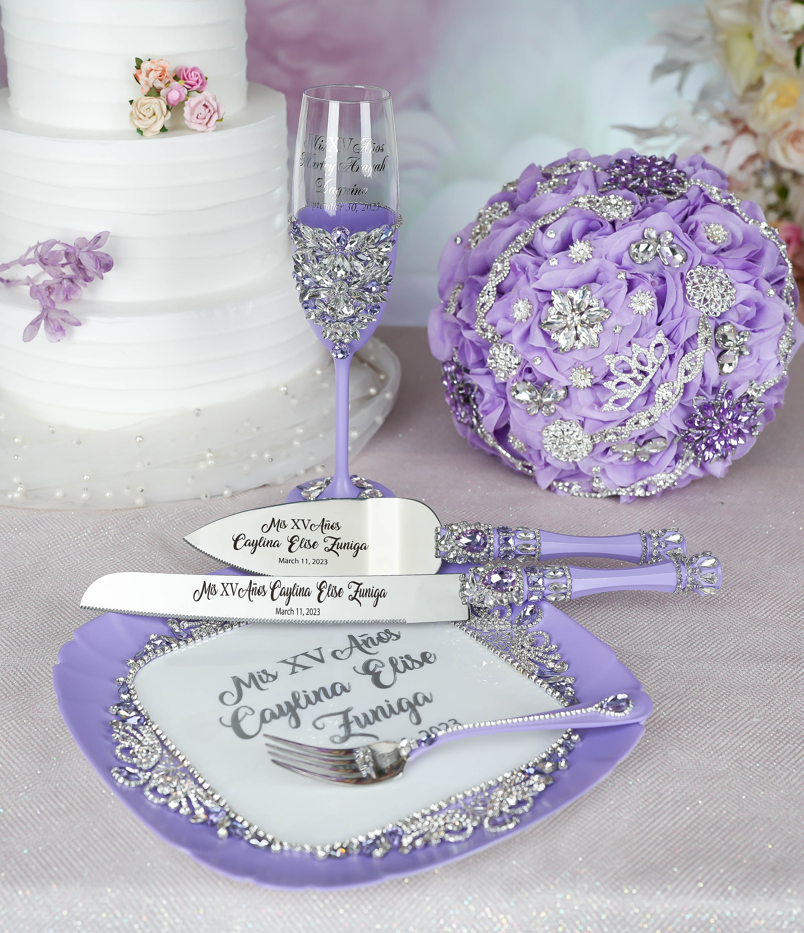 Quinceanera Table Settings Purple
