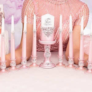 Pink Quinceanera 15 Candles Set, Blush Pink Quinceanera Candle Ceremony ...