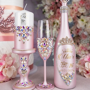 Rose Gold Sweet 16 Decor Rose Gold Sweet 16 Glasses Sweet 16 - Etsy