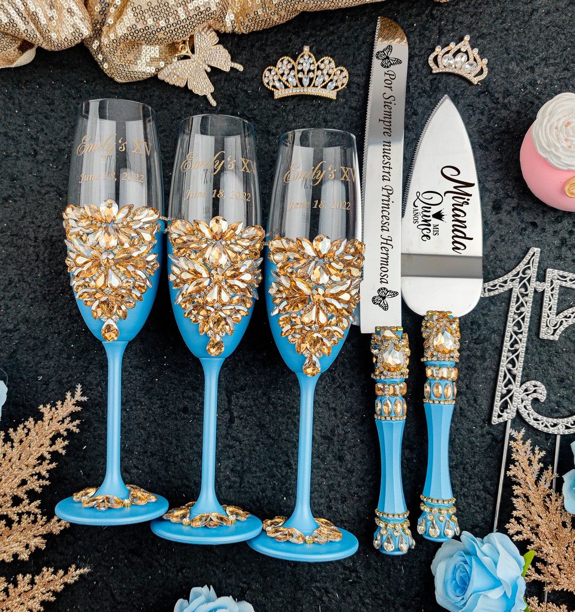 Quinceanera Copa Copa De Quinceanera Brindi Set Quinceanera - Etsy