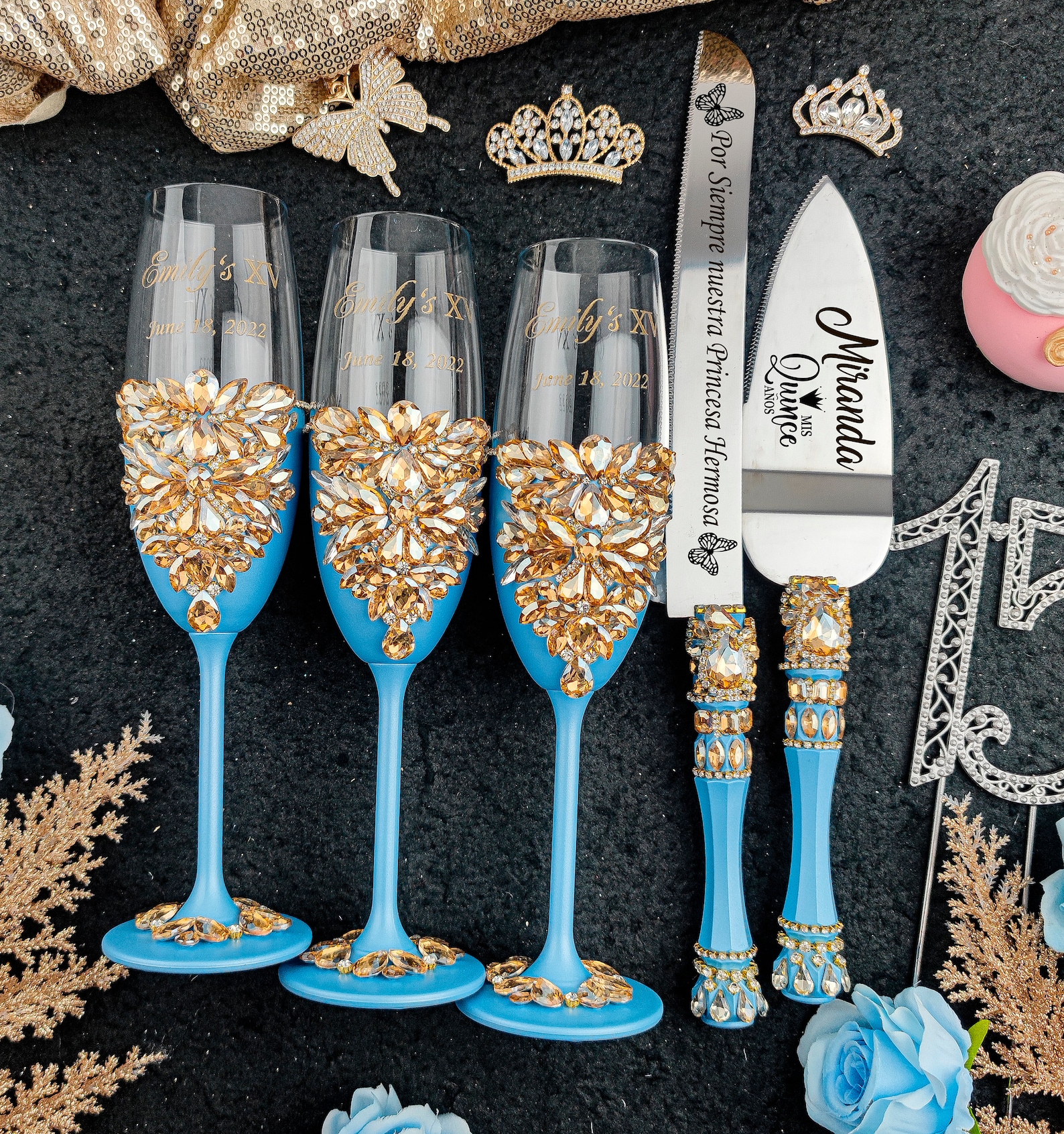 Quinceanera Copa Copa De Quinceanera Brindi Set Quinceanera | Etsy