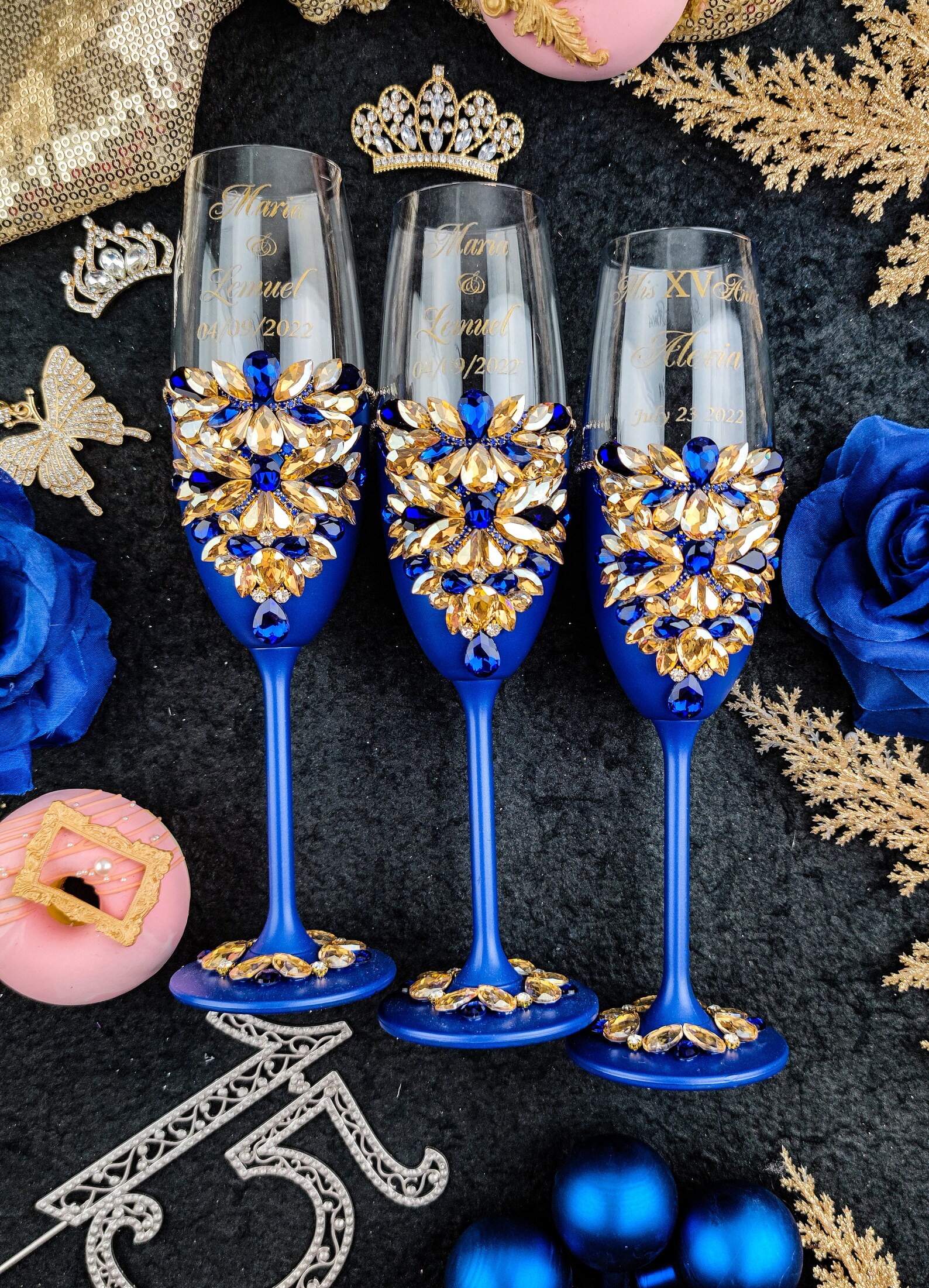 Royal Blue Sweet 16 Decorations Blue Gold Sweet 16 Cake - Etsy